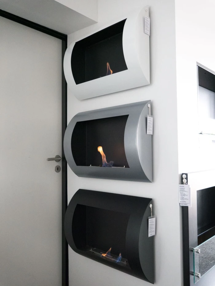 Ocean - Simple Bioethanol Fireplace in Black for Wall