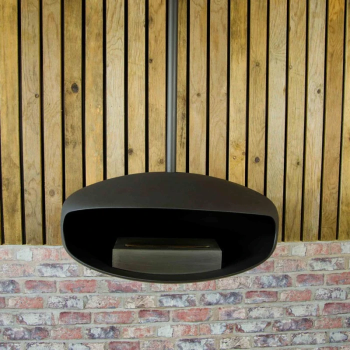 Black UFO-60 handcrafted ceiling-mounted ethanol fireplace
