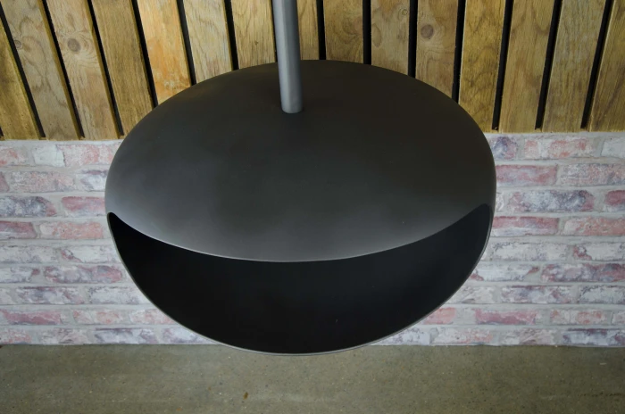 Black UFO-50 handcrafted ceiling-mounted ethanol fireplace