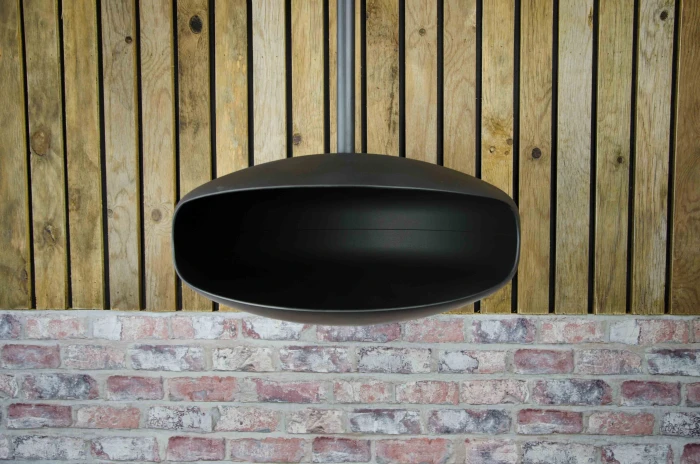 Black UFO-50 handcrafted ceiling-mounted ethanol fireplace